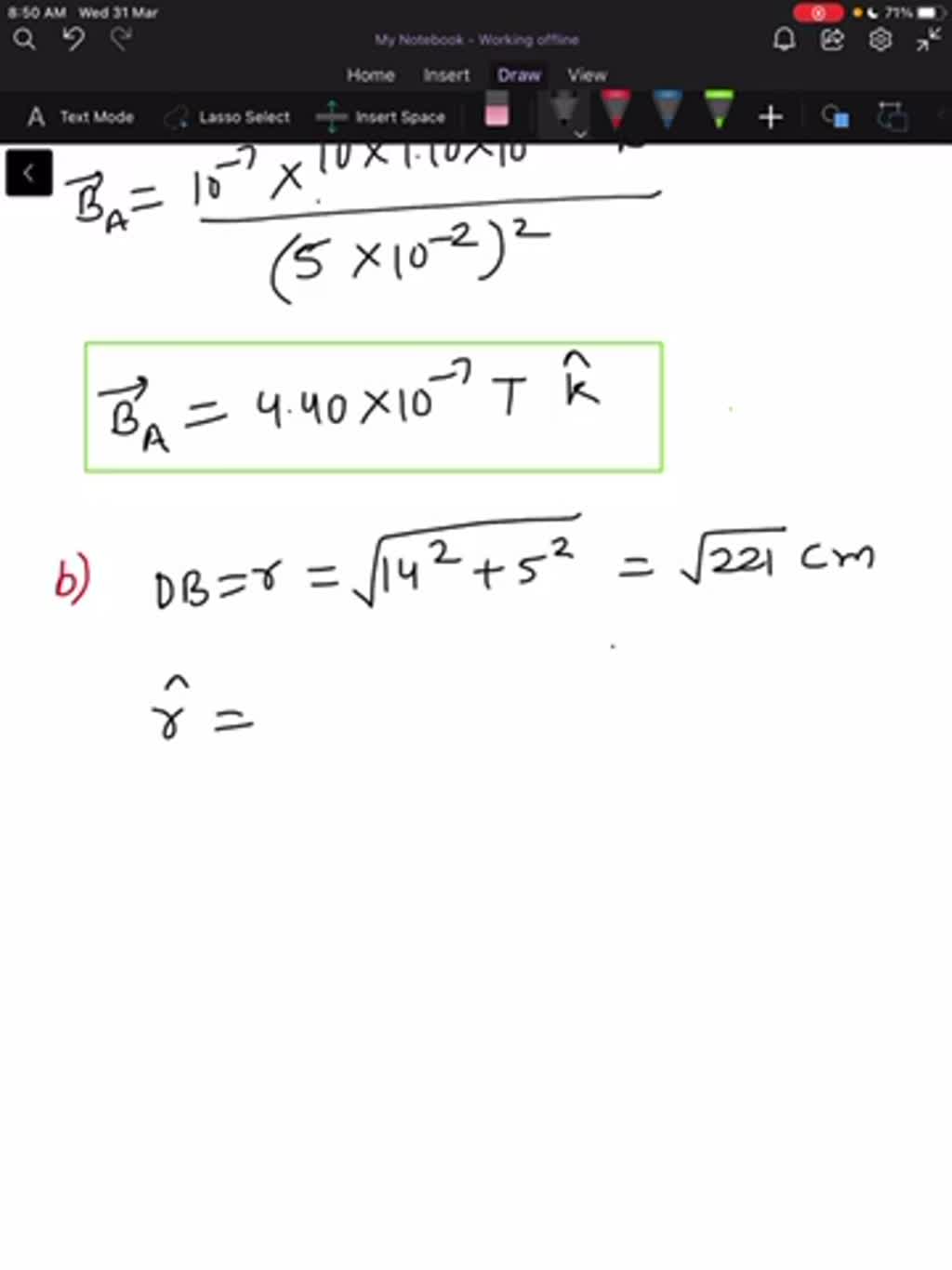 SOLVED: A straight wire carries a 10.0 A current (Fig. E28.9). A B C D ...