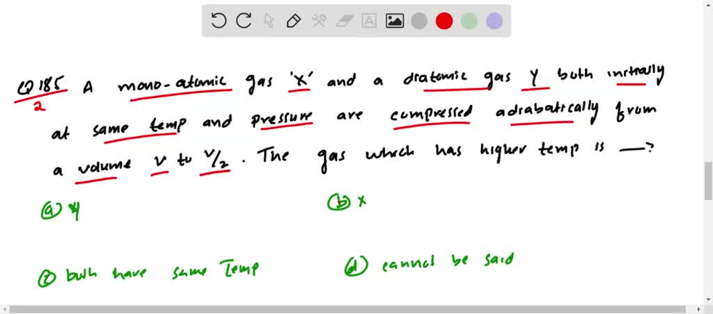 A monoatomic gas ' X ' and a diatomic gas ' Y ', both initially at the ...