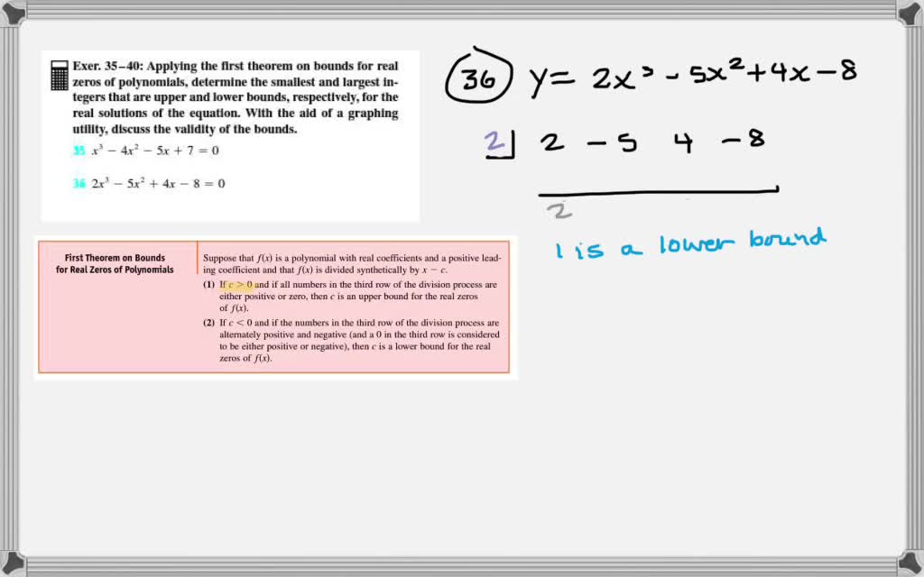 Solved Applying The First Theorem On Bounds For Real Zeros Of Polynomials Determine The