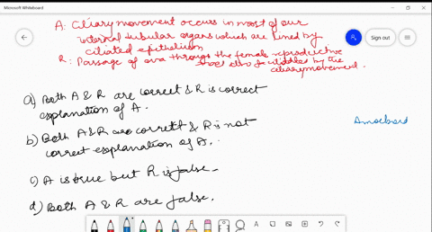 SOLVED: Assertion: Ciliary movement occurs in most of our internal ...