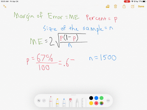 SOLVED:For Exercises 12-21, find the margin of sampling error to the ...