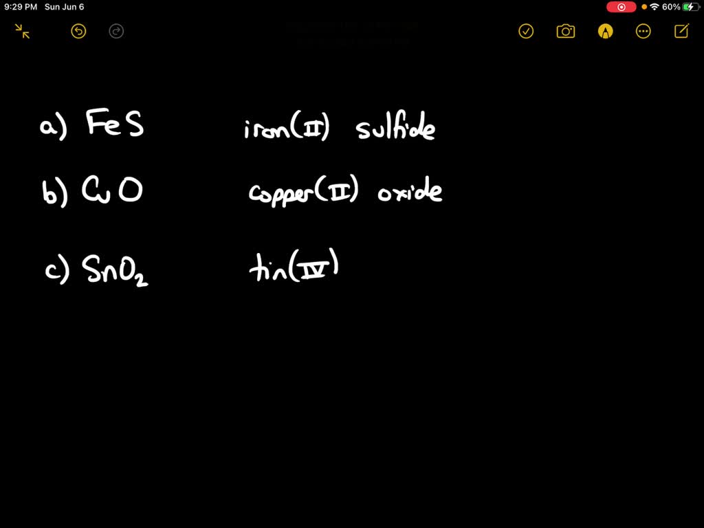 Name the following ionic compounds using the Stock system: (a) FeS, (b ...