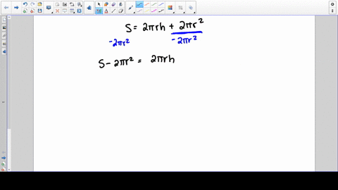 SOLVED:Solve S=2 πr h+2 πr^2 for h
