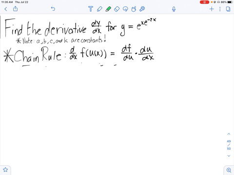 SOLVED:Find the derivatives of the functions.Assume that a, b, c, and k ...