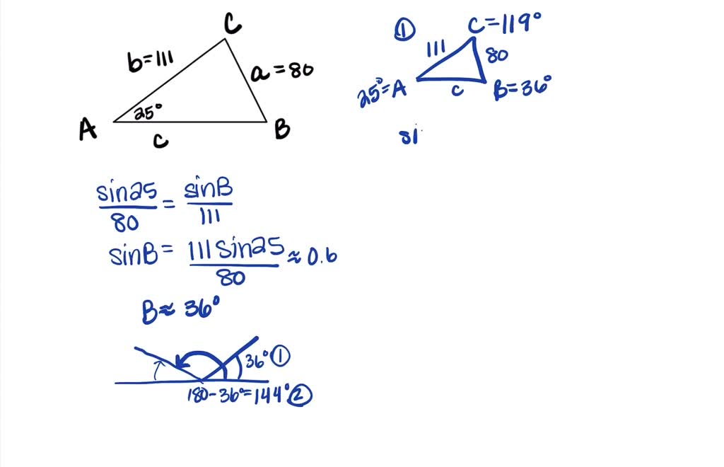 SOLVED:Two sides and an angle are given. Determine whether a triangle (or two) exists, and if so ...