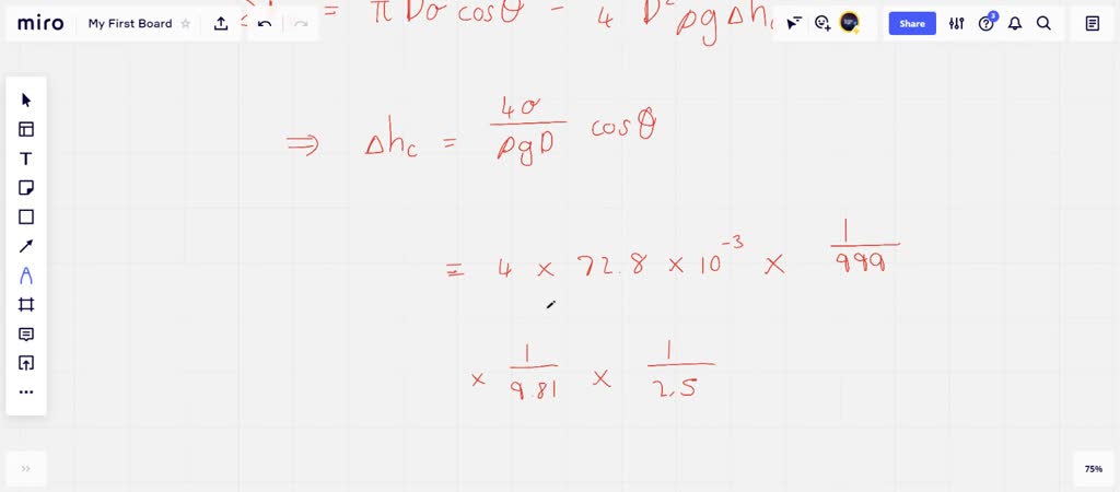 A water column stands 50 mm high in a 2.5 -mm diameter glass tube. What ...