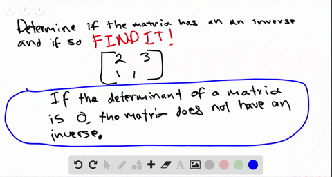 ⏩SOLVED:Tell whether each matrix has an inverse. Do not find the ...