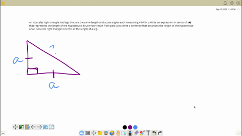 SOLVED:An isosceles right triangle has legs that are the same length ...