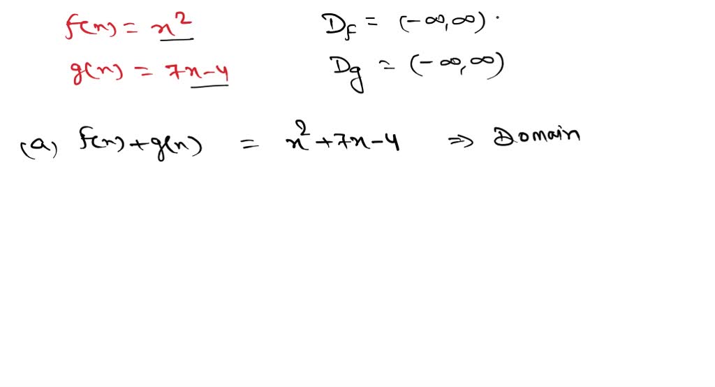 SOLVED:For each pair of functions f and g, determine the domain of the ...