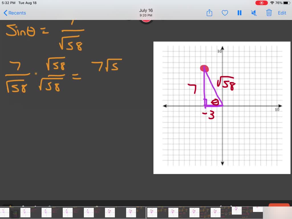 SOLVED:Evaluate the trigonometric functions at the angle (in standard ...