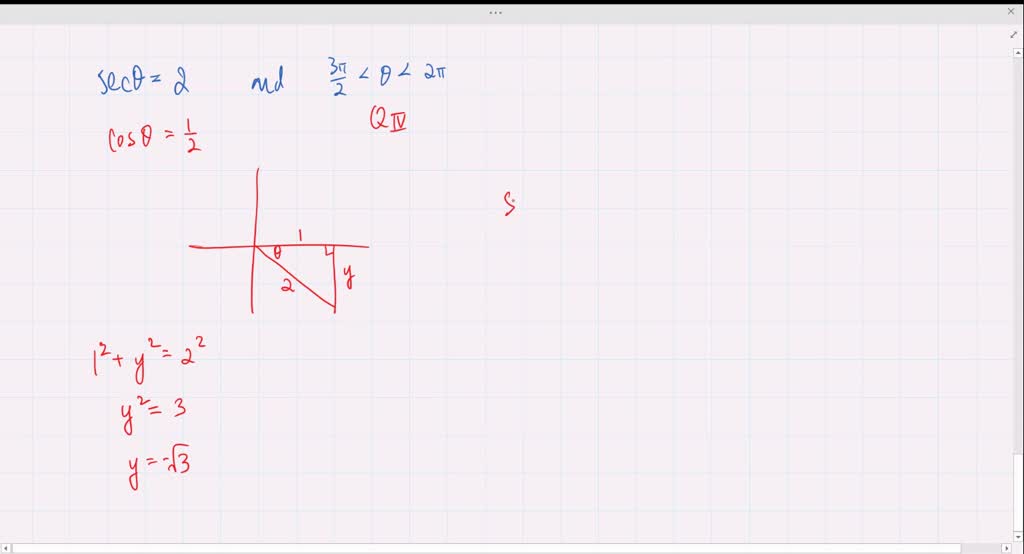 ⏩SOLVED:If secθ=2 and (3 π)/(2)