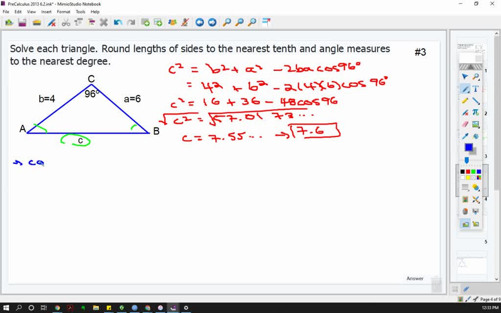 SOLVED:In Exercises 1–8, solve each triangle. Round lengths of sides to ...