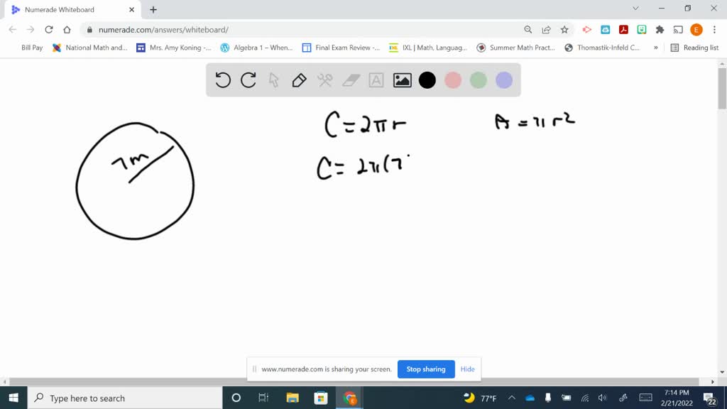 SOLVED:Find the exact circumference C and area A of each circle. Use ...