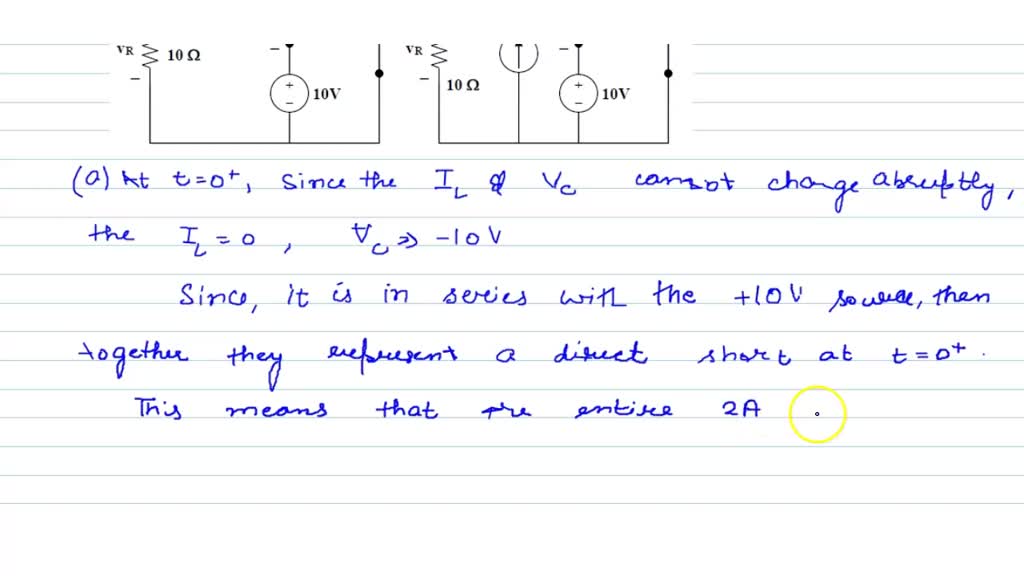 SOLVED: Refer to the circuit shown in Fig. 8.64 . Calculate: (a) iL(0^+), vC(0^+), and vR(0 ...