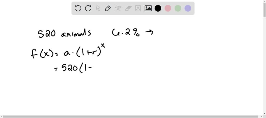 SOLVED:Write an exponential model for a population that started with 520 animals and is ...