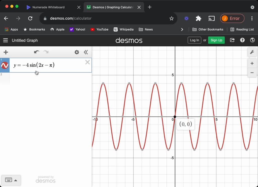 Graph each function for the given interval. y=sinx,-4 π≤x ≤-2 π | Numerade