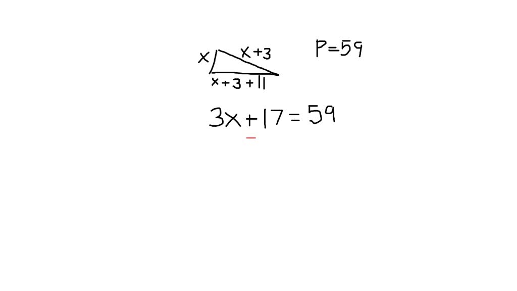 SOLVED:Triangle Dimensions The perimeter of a triangle is 59 inches ...