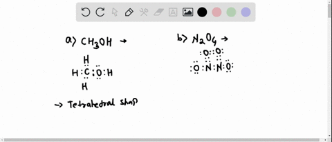 SOLVED:Determine the shape around each central atom in each molecule, and explain any deviation ...