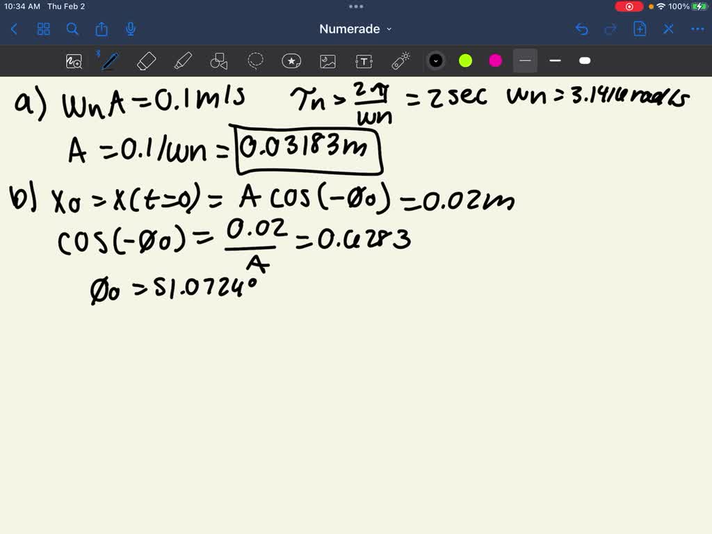 The maximum velocity attained by the mass of a simple harmonic ...