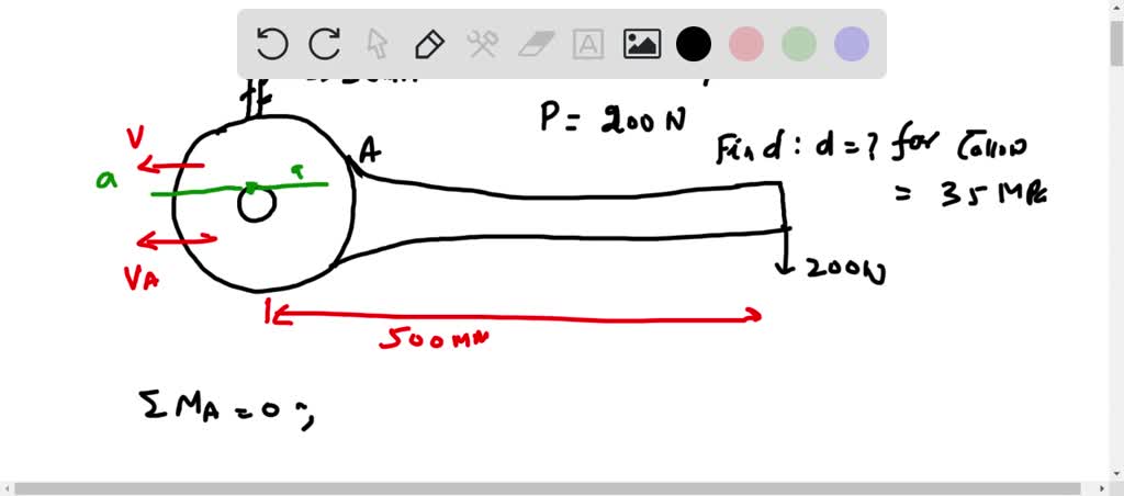 The lever is attached to the shaft A using a key that has a width d and ...