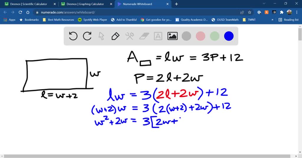 SOLVED: The formula for the perimeter of a rectangle is p=2l + 2w ...