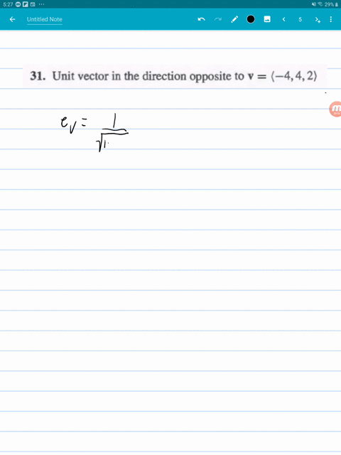 SOLVED:Find the given vector. Unit vector in the direction opposite to ...