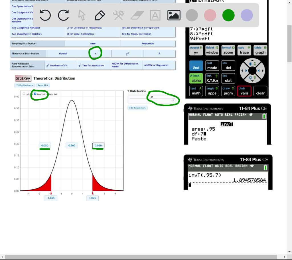 ⏩SOLVED:Find the endpoints of the t-distribution with 5 % beyond ...
