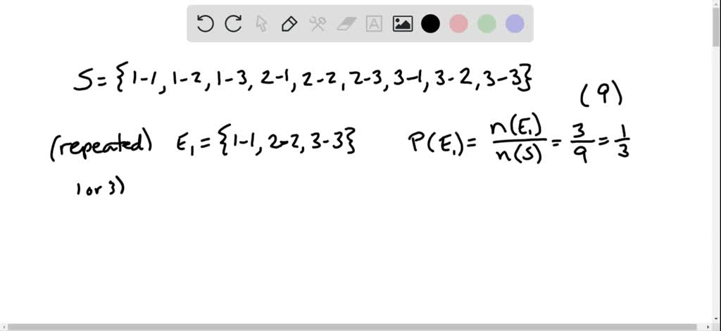 SOLVED:Write each event in set notation. Give the probability of the ...