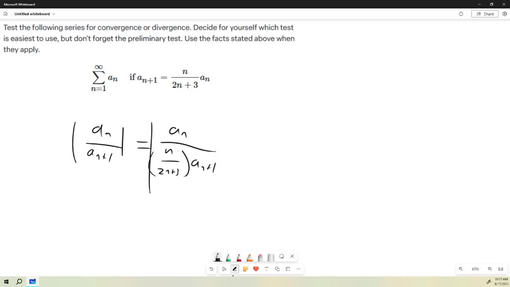 SOLVED: Test the following series for convergence or divergence. Decide ...