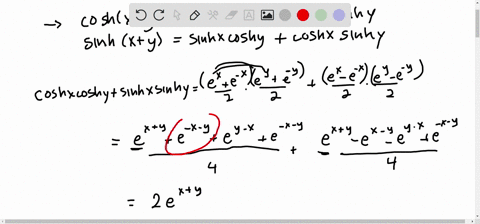 SOLVED:Verify the addition formulas cosh(x+y)=coshx coshy+sinhx sinhy ...