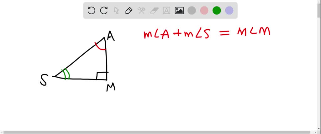 SOLVED:In M A S below, ∠M is a right angle. Let's call the two acute ...