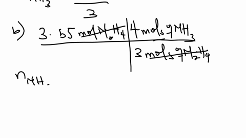 Calculate how many moles of NH3 form when each quantity of reactant completely reacts. 3 N2H4(l ...
