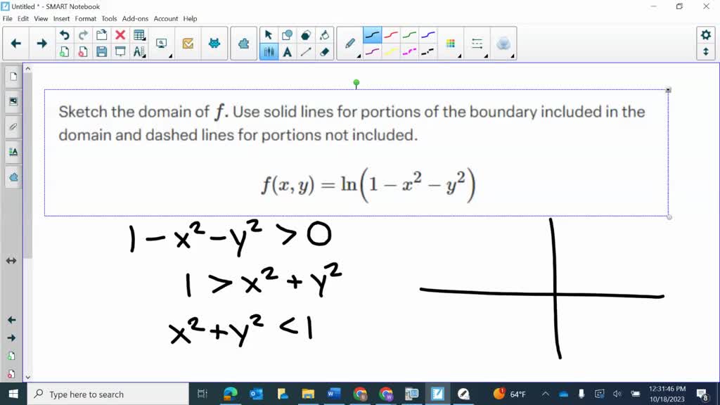 Sketch the domain of f . Use solid lines for portions of the boundary ...