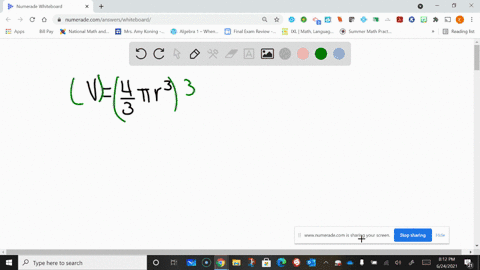 SOLVED:V=(4)/(3) πr^3, for r^3