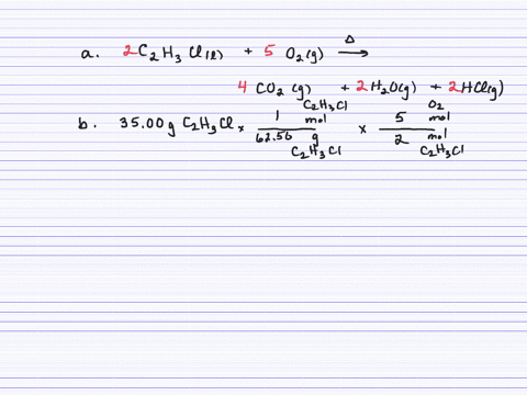 SOLVED:The combustion of liquid chloroethylene, C2 H3 Cl, yields carbon ...
