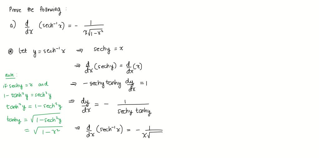 Prove the formula given in Table 6 for the derivative of each of the ...