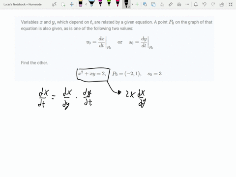 ⏩SOLVED:Variables x and y, which depend on t, are related by a given ...