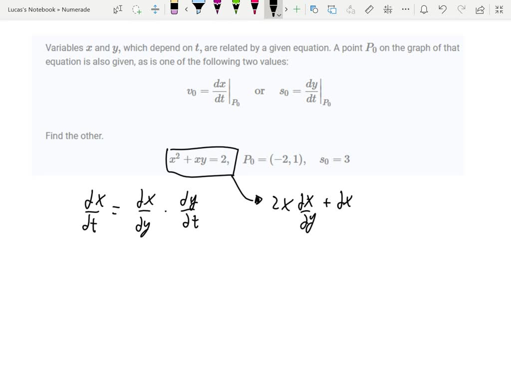 ⏩SOLVED:Variables x and y, which depend on t, are related by a given… | Numerade