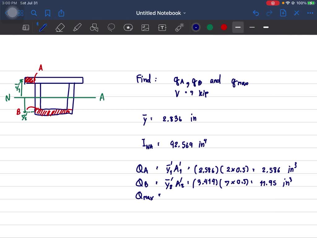 SOLVED: The assembly is subjected to a vertical shear of V=7 kip ...