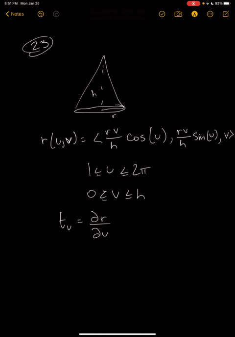 SOLVED: Find parametric descriptions for the following surfaces. A cone ...