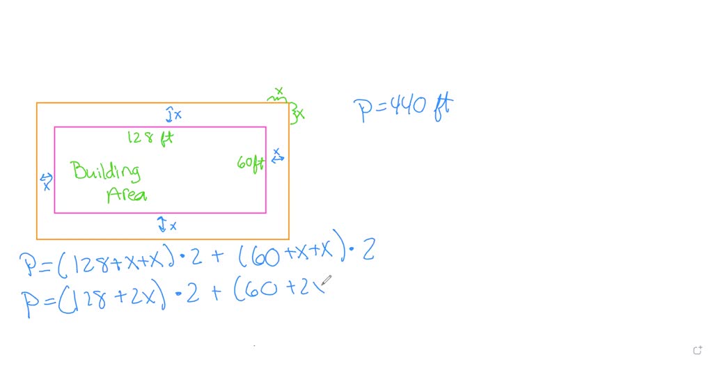 The perimeter of a rectangular lot of land is 440 ft. This includes an ...