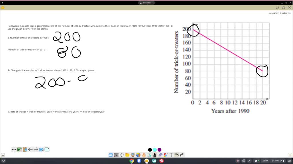 Halloween. A couple kept a graphical record of the number of trick-or ...