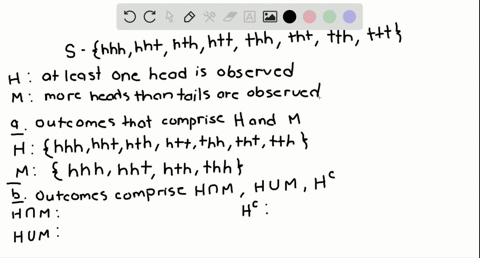 SOLVED:We toss a coin three times. For this experiment we choose the sample space Ω={H H H, T H ...