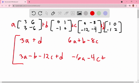 Show that the following matrices form a basis for M22 [ 3 6 3 -6 ],[ 0 ...