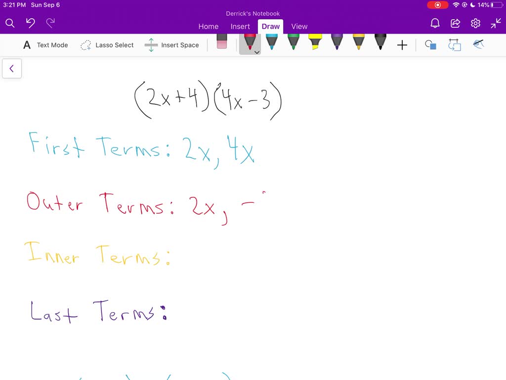 SOLVED:Identifying Terms Identify the first terms, outer terms, inner ...