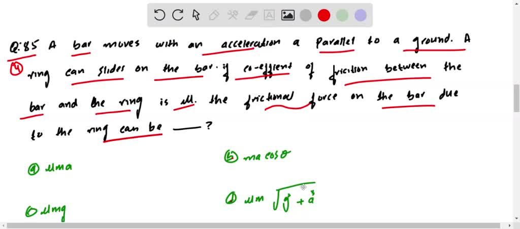 SOLVED: A bar moves with an acceleration a parallel to the ground ...