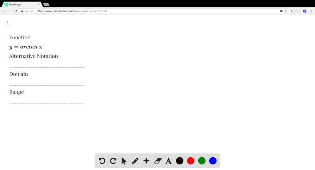 Function y = arctan x Alternative Notation Domain Range | Numerade