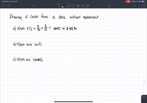 SOLVED: Drawing Cards If two cards are selected from a standard deck of ...