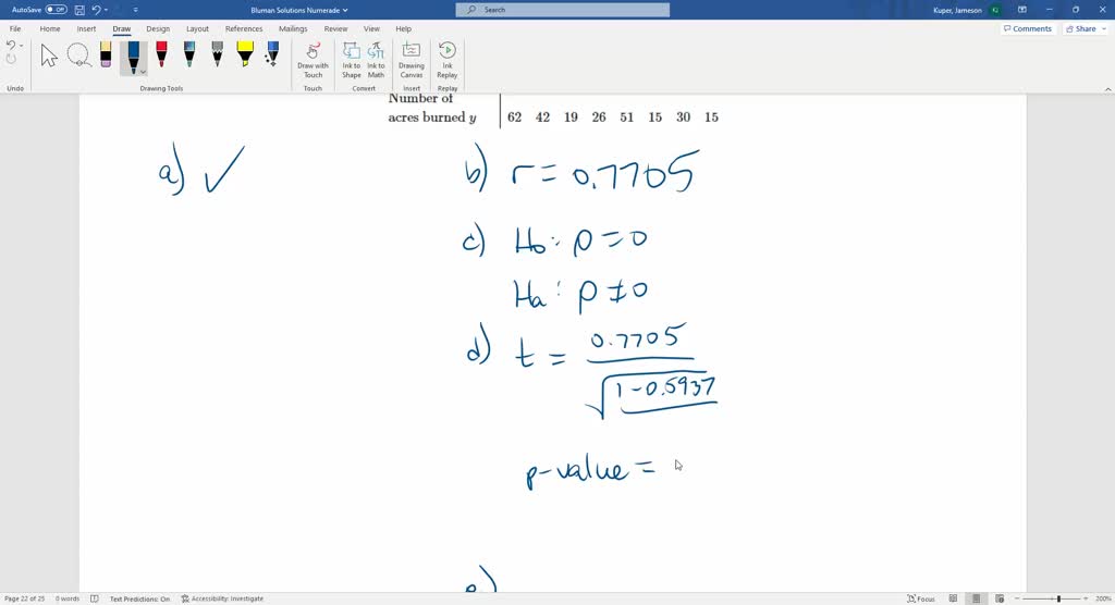 SOLVED:Perform the following steps. a. Draw the scatter plot for the variables. b. Compute the ...