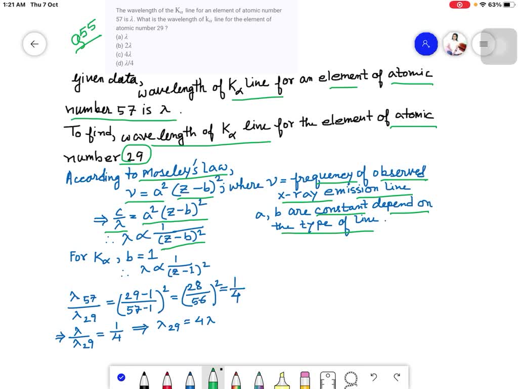 ⏩SOLVED:The wavelength of the Kα line for an element of atomic… | Numerade